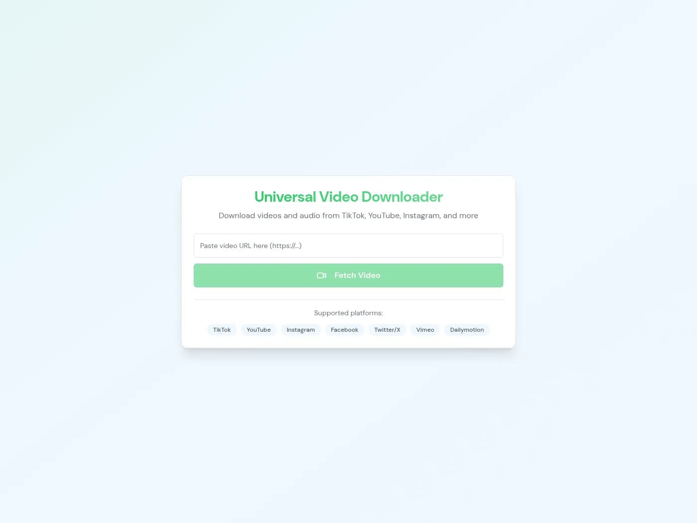 Universal Video Downloader Web App