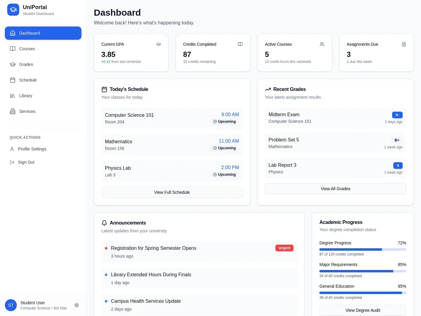 University Student Portal
