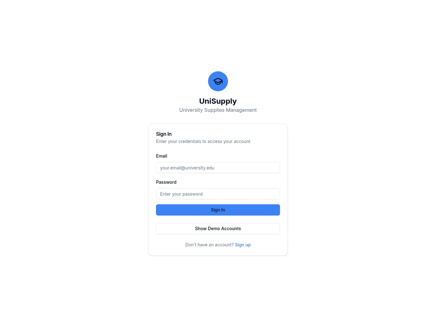 University Supplies Management Web App Frontend