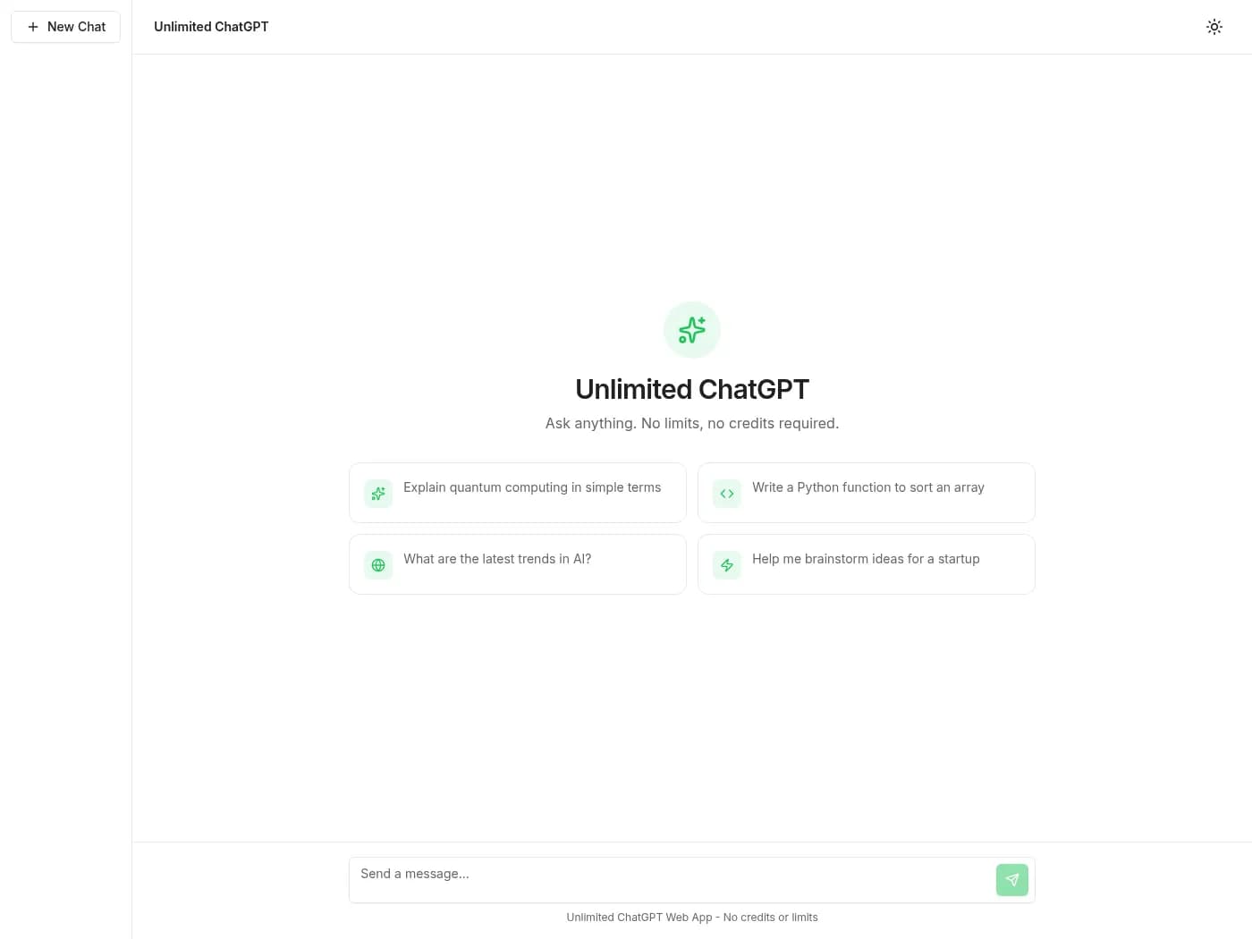 Unlimited ChatGPT Web App