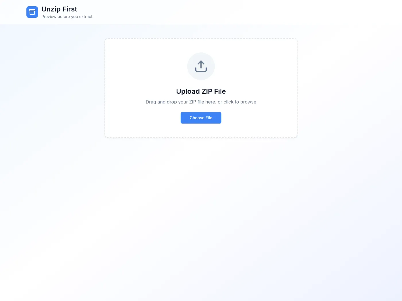 Unzip First File Preview Tool