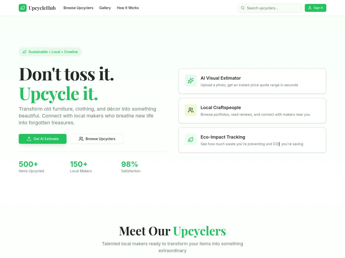 UpcycleHub – Marketplace for Repurposing and Transforming Old Items