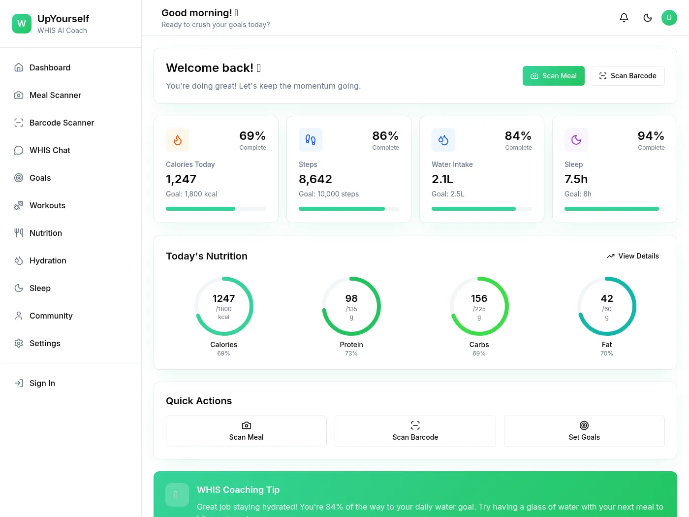 UpYourself — WHIS: The Complete AI Fitness, Nutrition & Lifestyle Coach