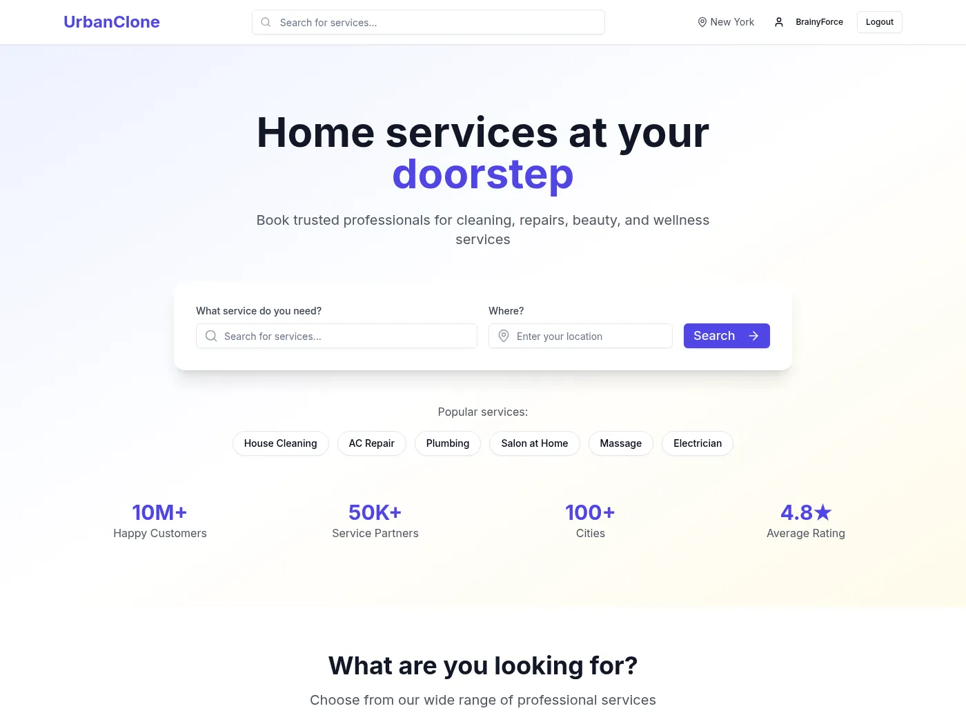 Urban Company Clone - Home Services Marketplace