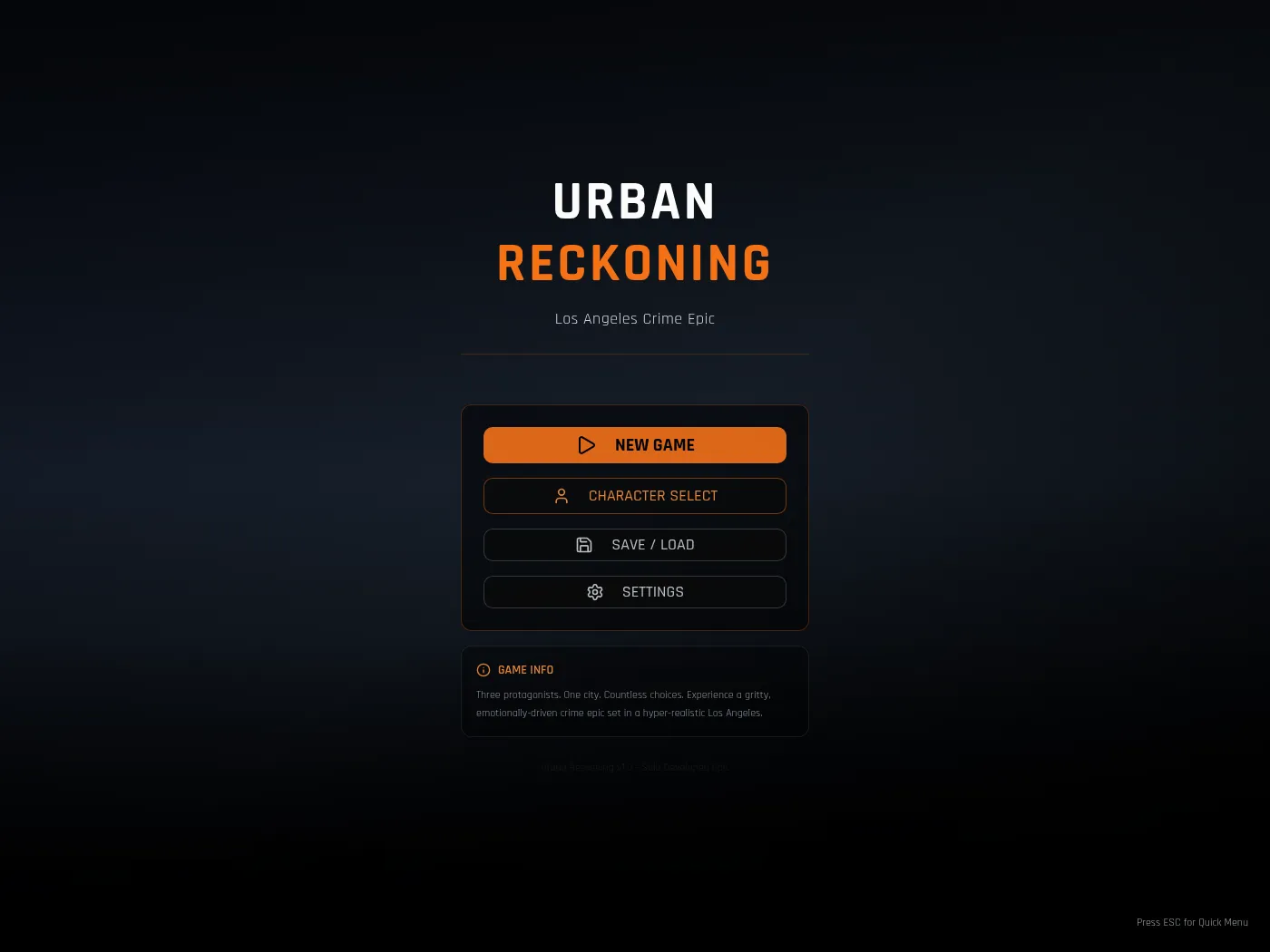 Urban Reckoning: Hyper-Realistic Open World LA Crime Epic
