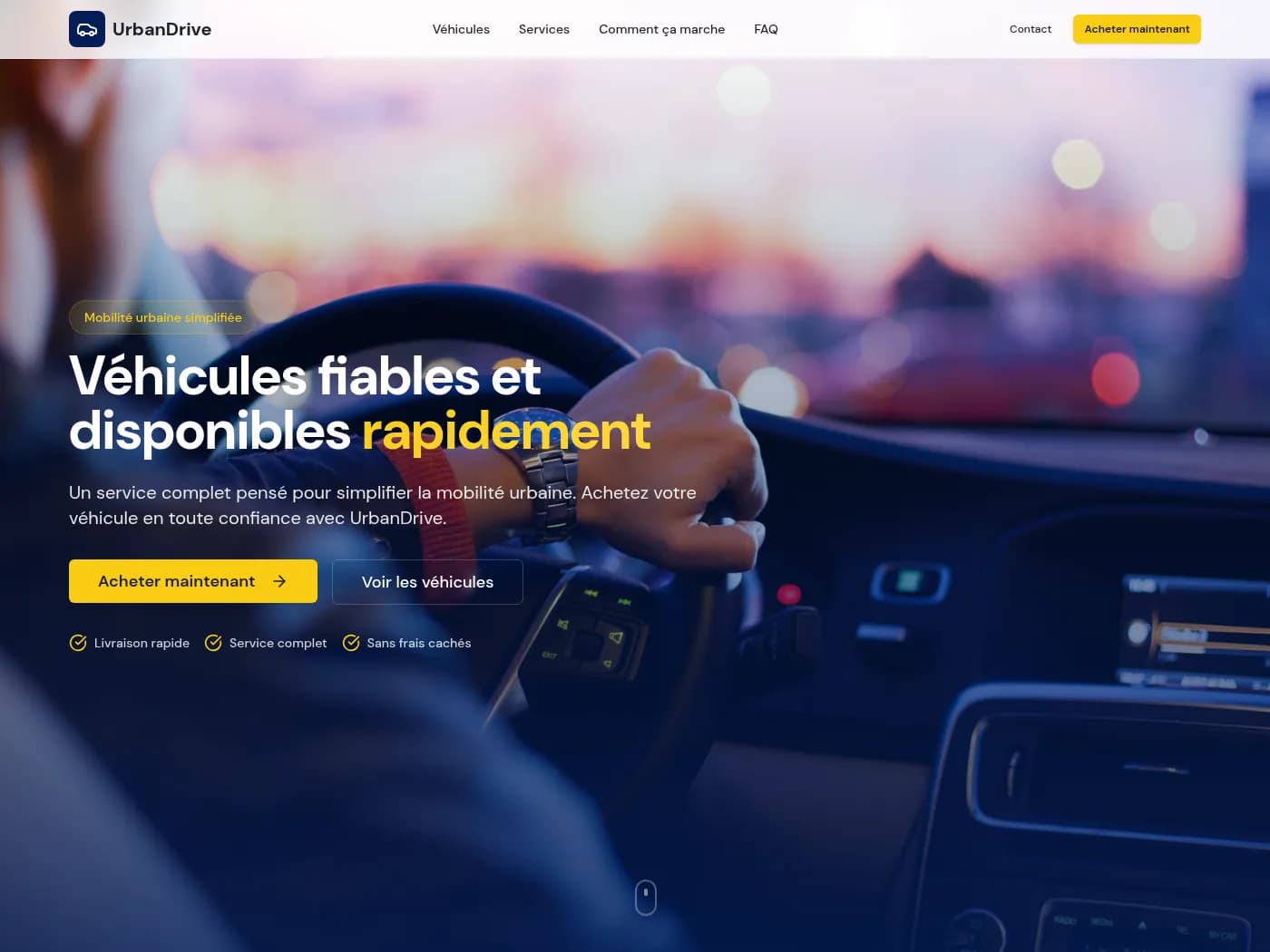 UrbanDrive Landing Page for Hassle-Free Urban Mobility