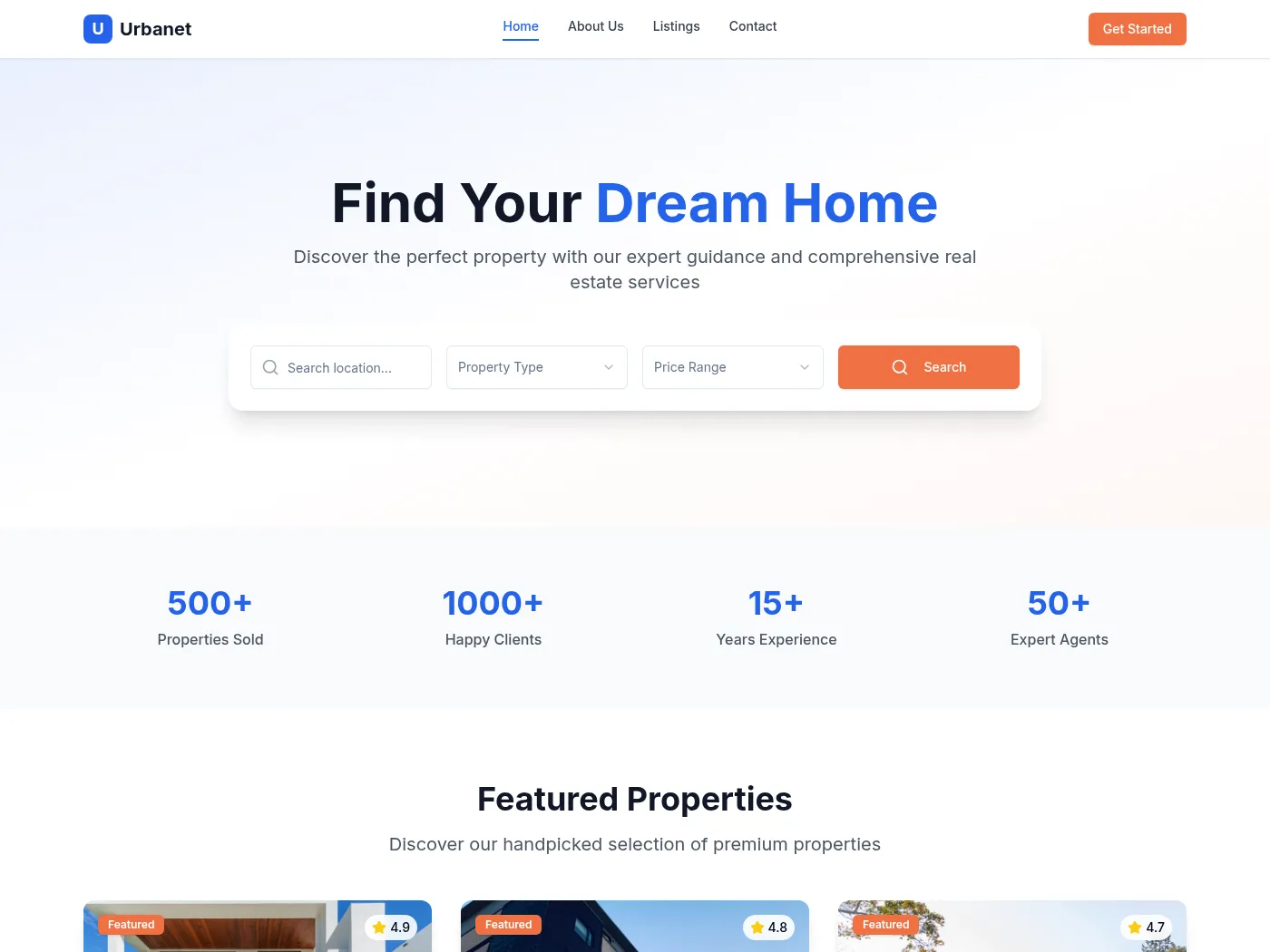 Urbanet Real Estate Website Clone
