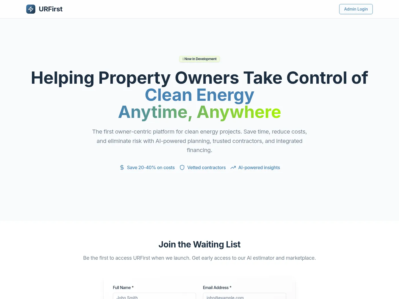 URFirst Clean Energy Marketplace MVP