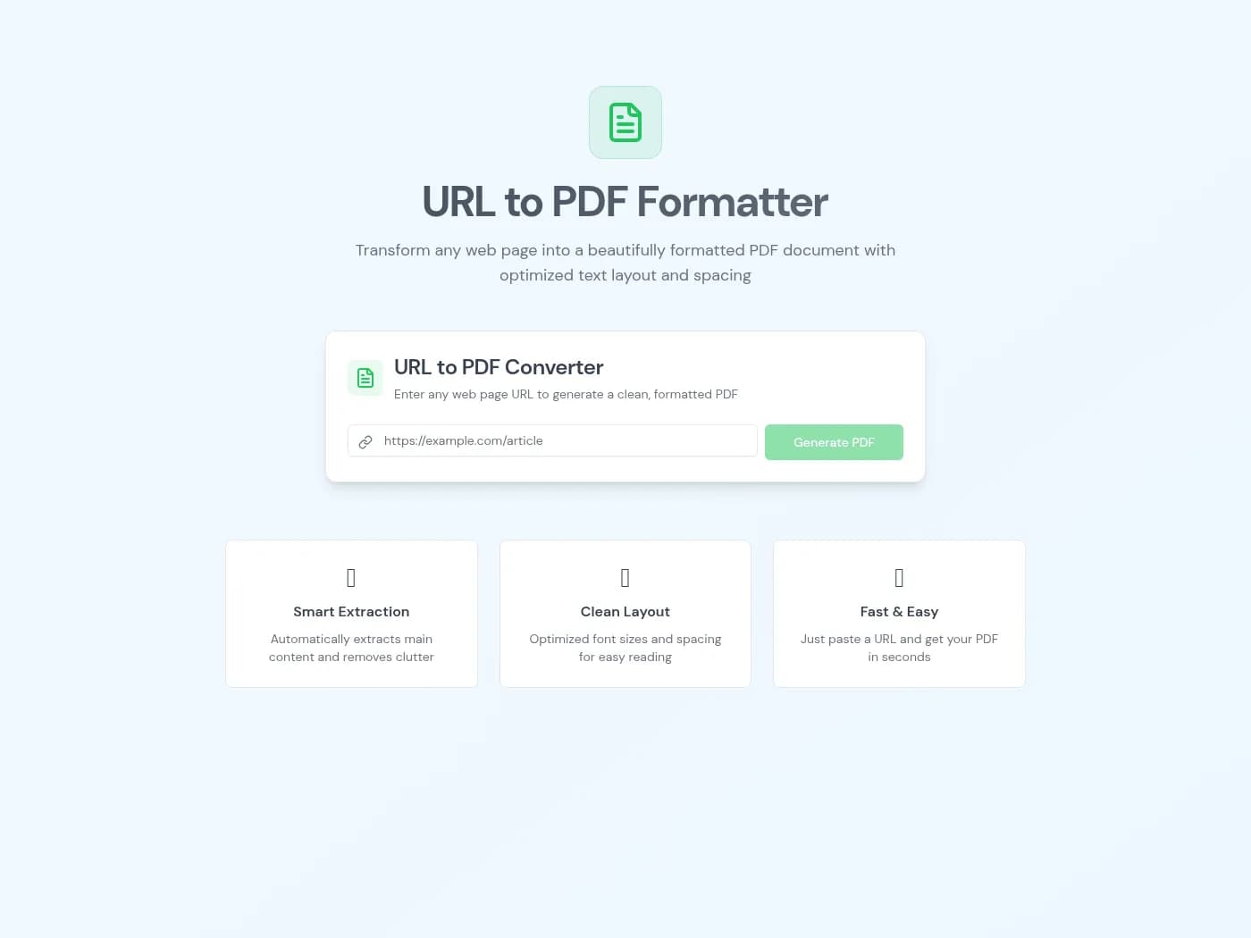 URL to PDF Formatter