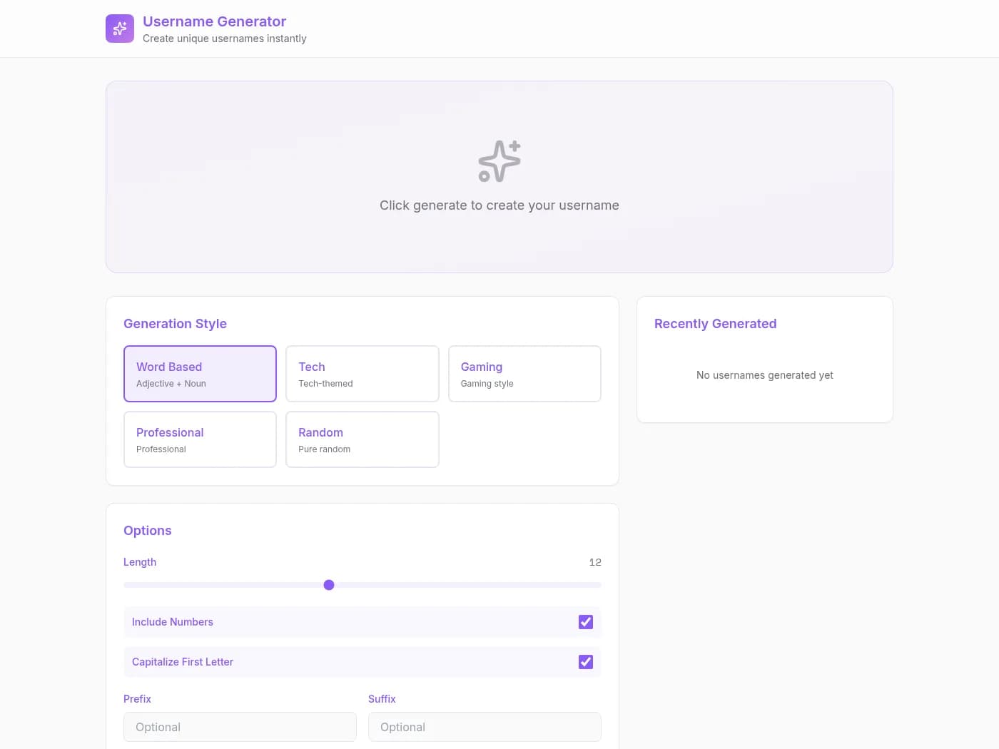 Username Generator Web App