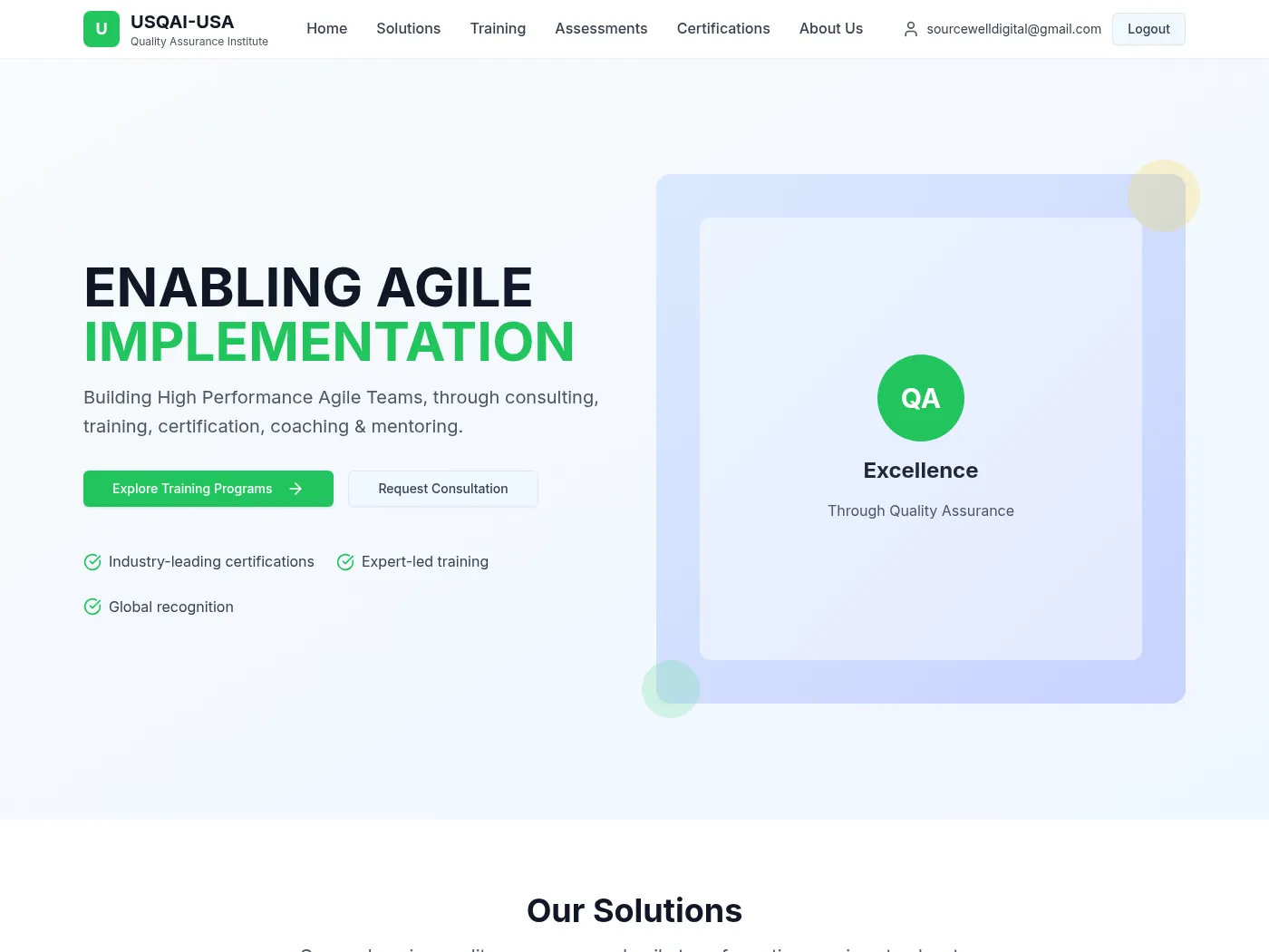 USQAI-USA Quality Assurance Institute Website Clone