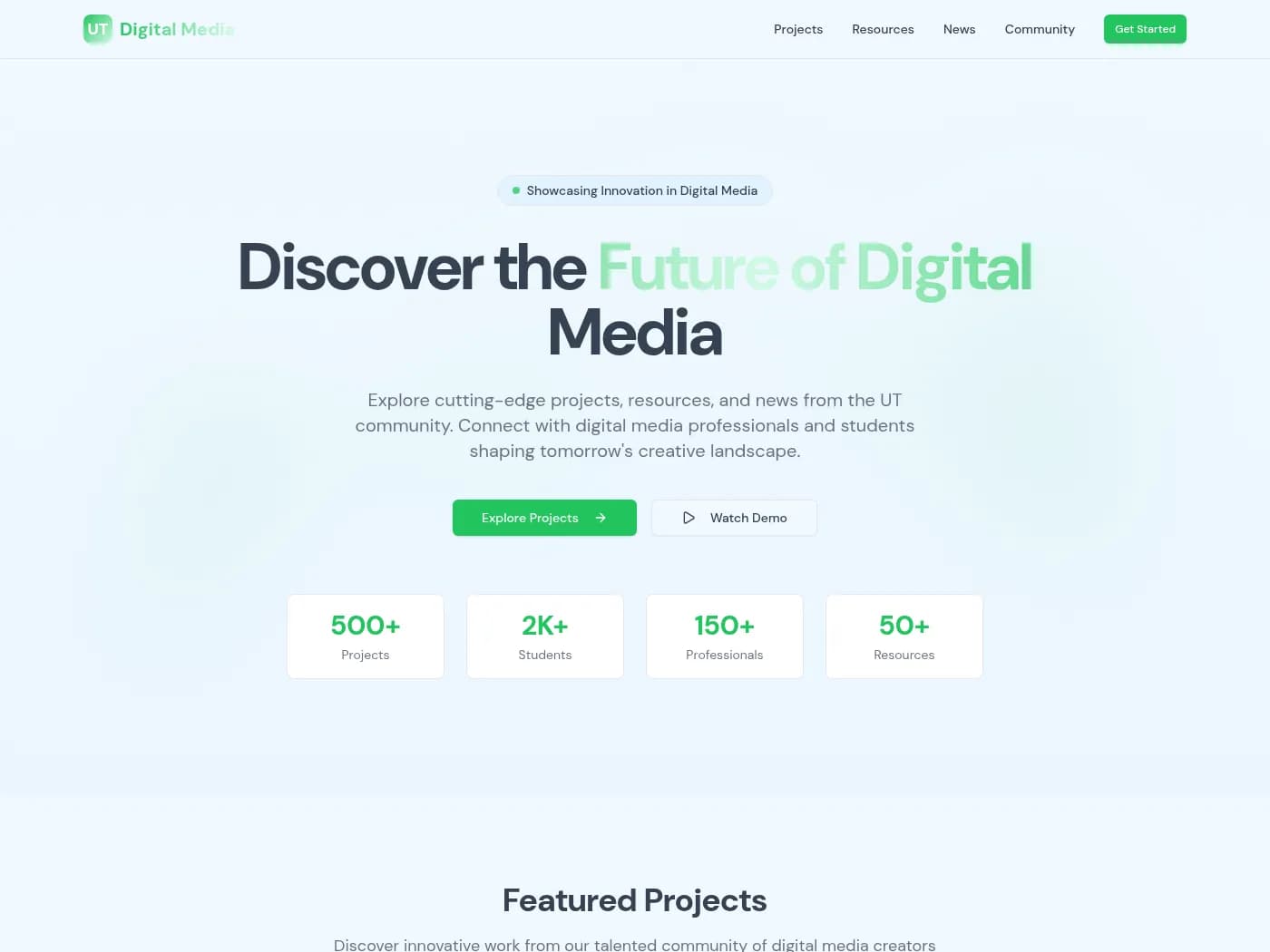 UT Digital Media Innovative Web Hub