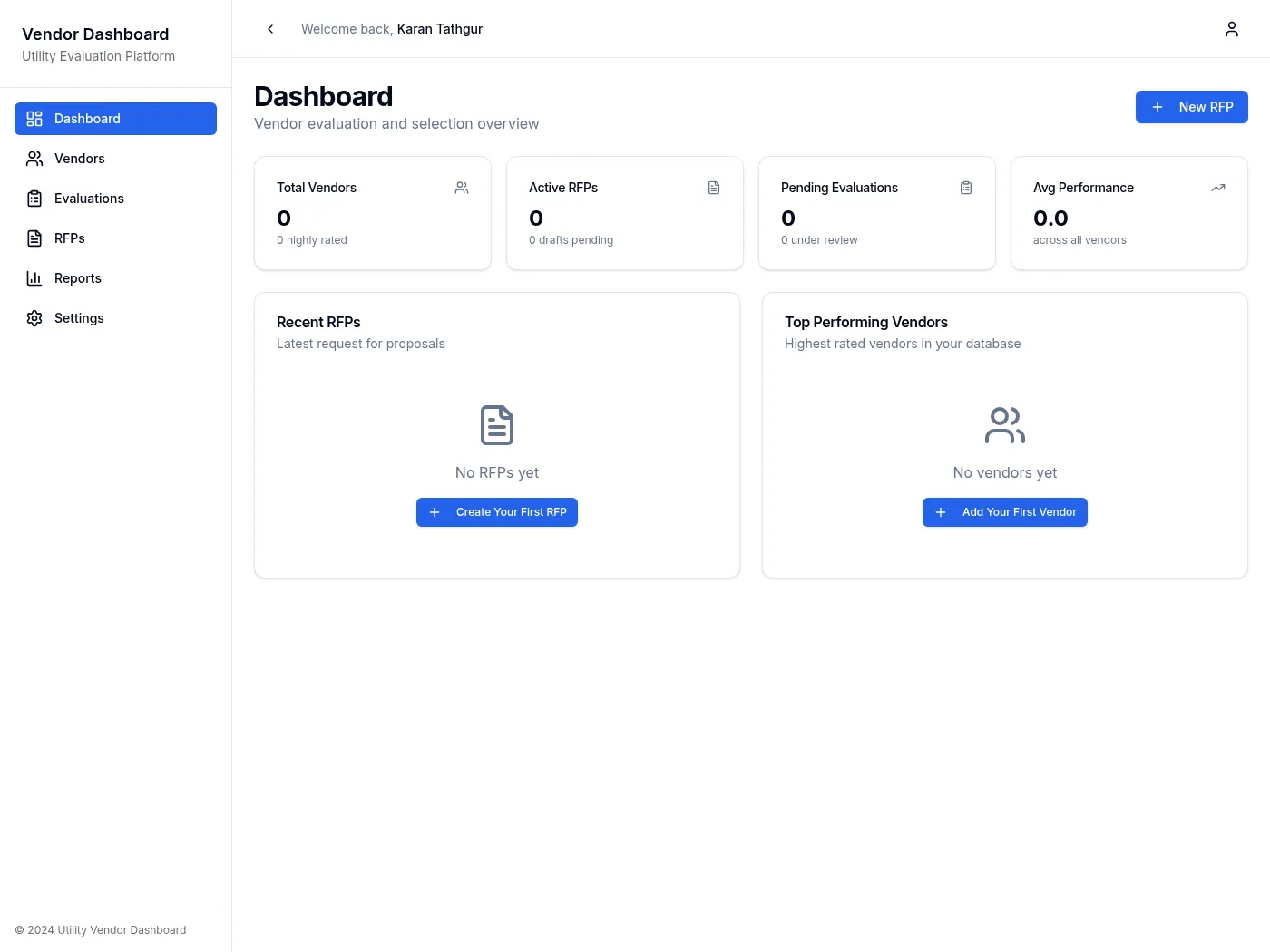 Utility Vendor Evaluation and Selection Dashboard
