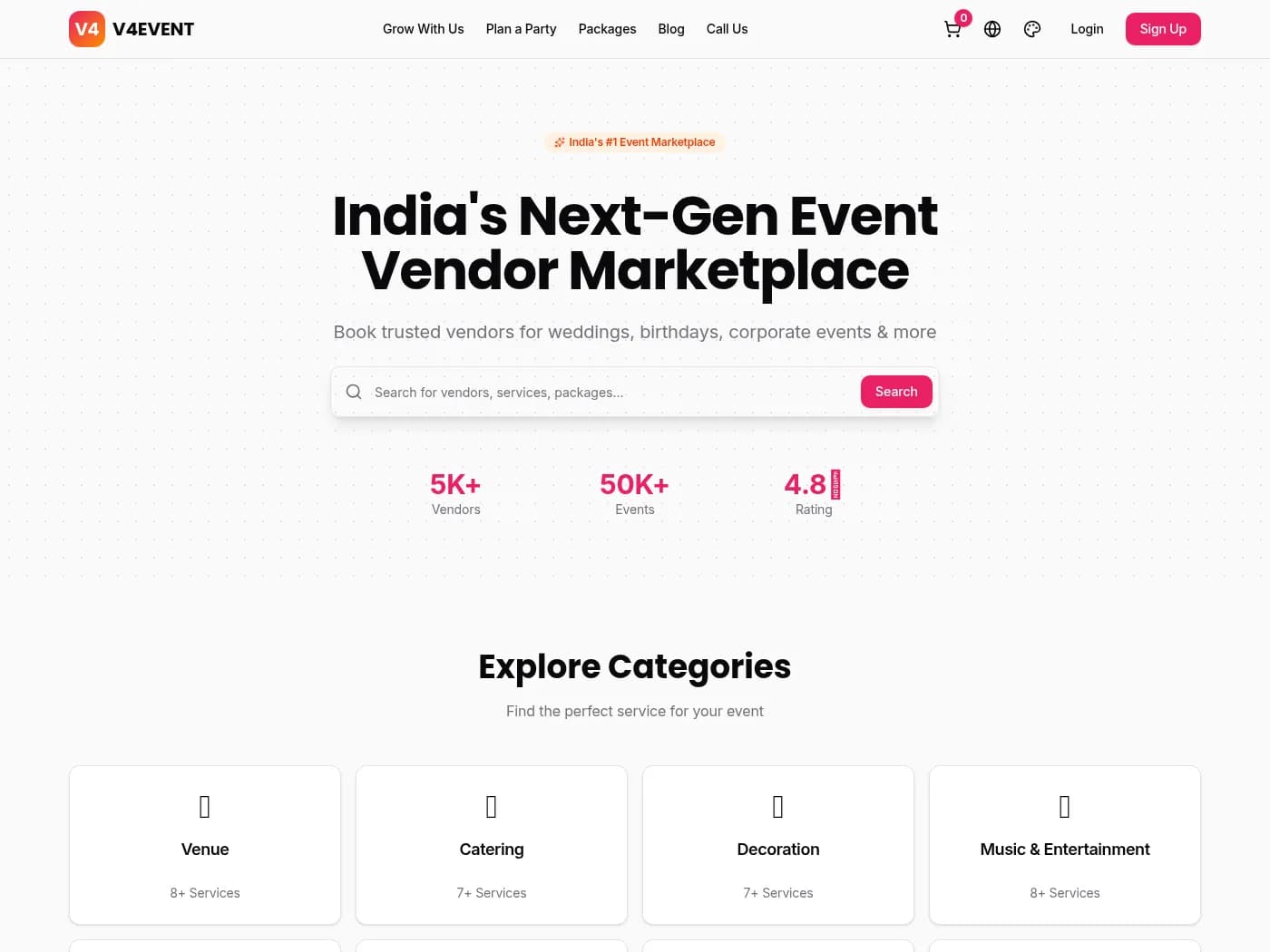 V4EVENT — India's Next-Gen Event Vendor Booking Marketplace