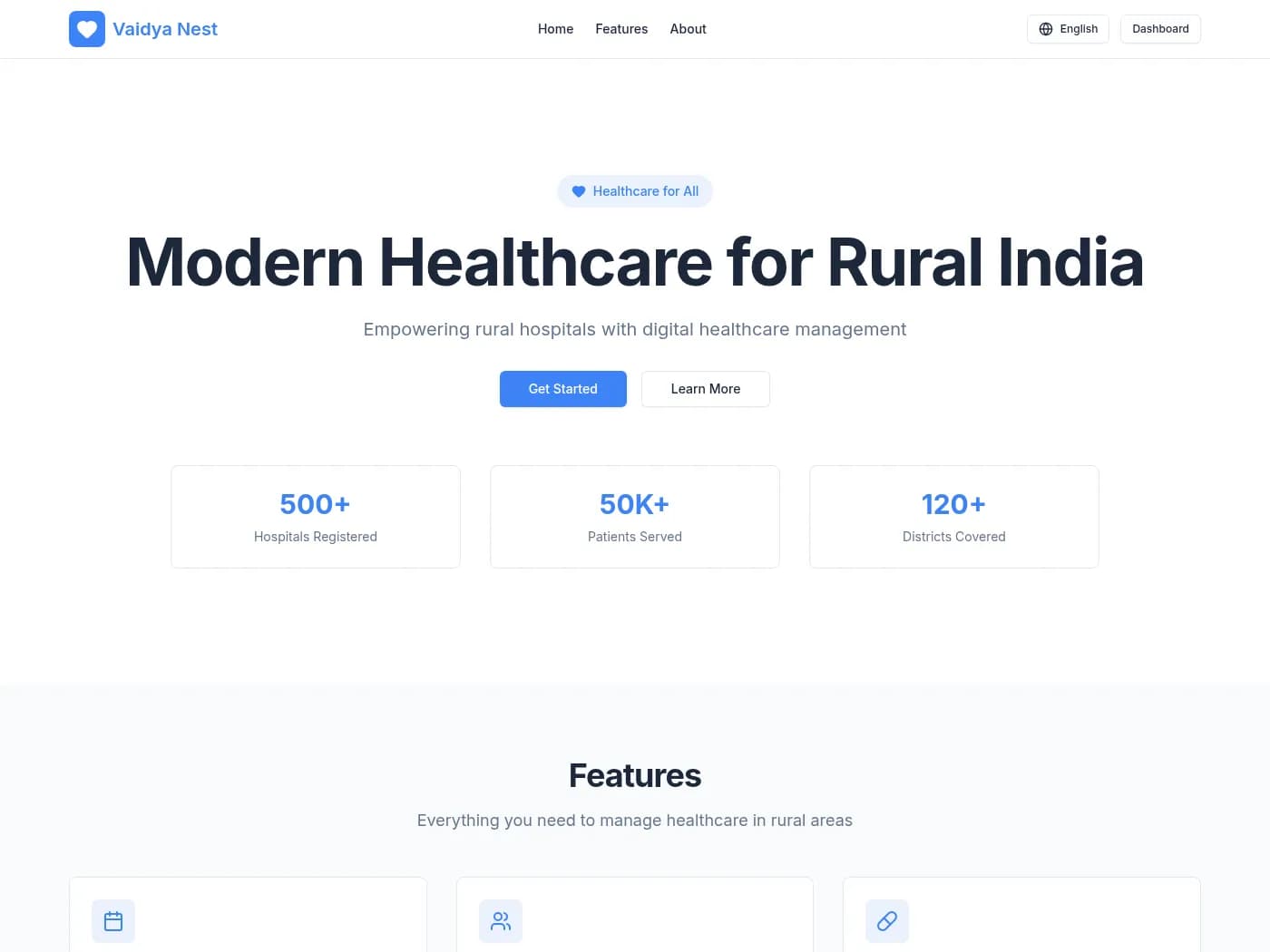 Vaidya Nest – Modern Hospital Management Platform for Rural India