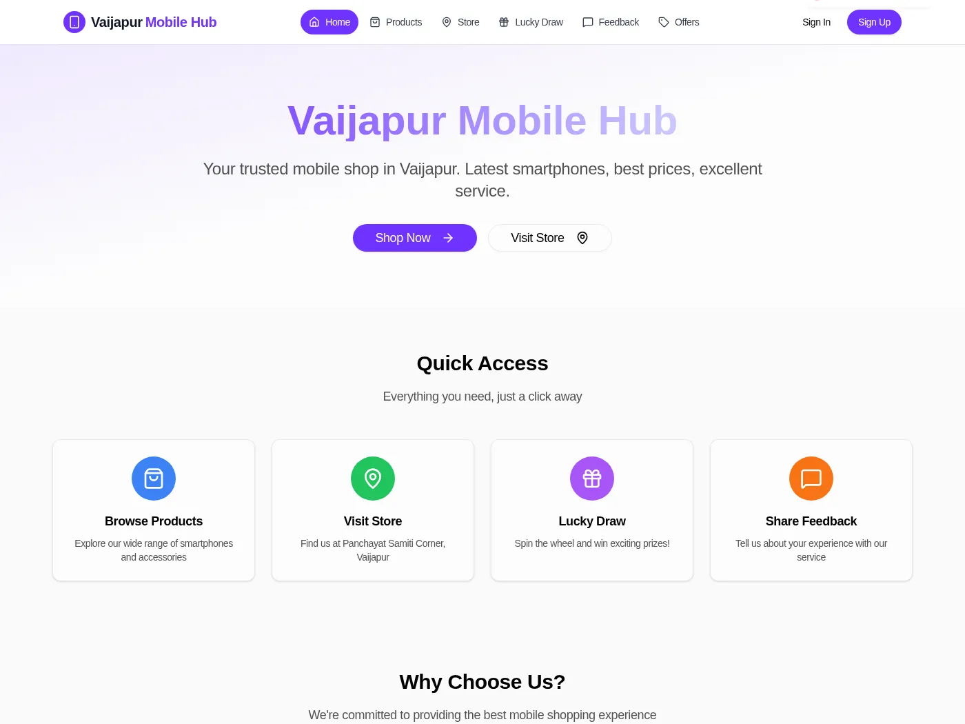 Vaijapur Mobile Hub – Full-Stack Mobile Shop Website (Angular + Node/Express/MongoDB)