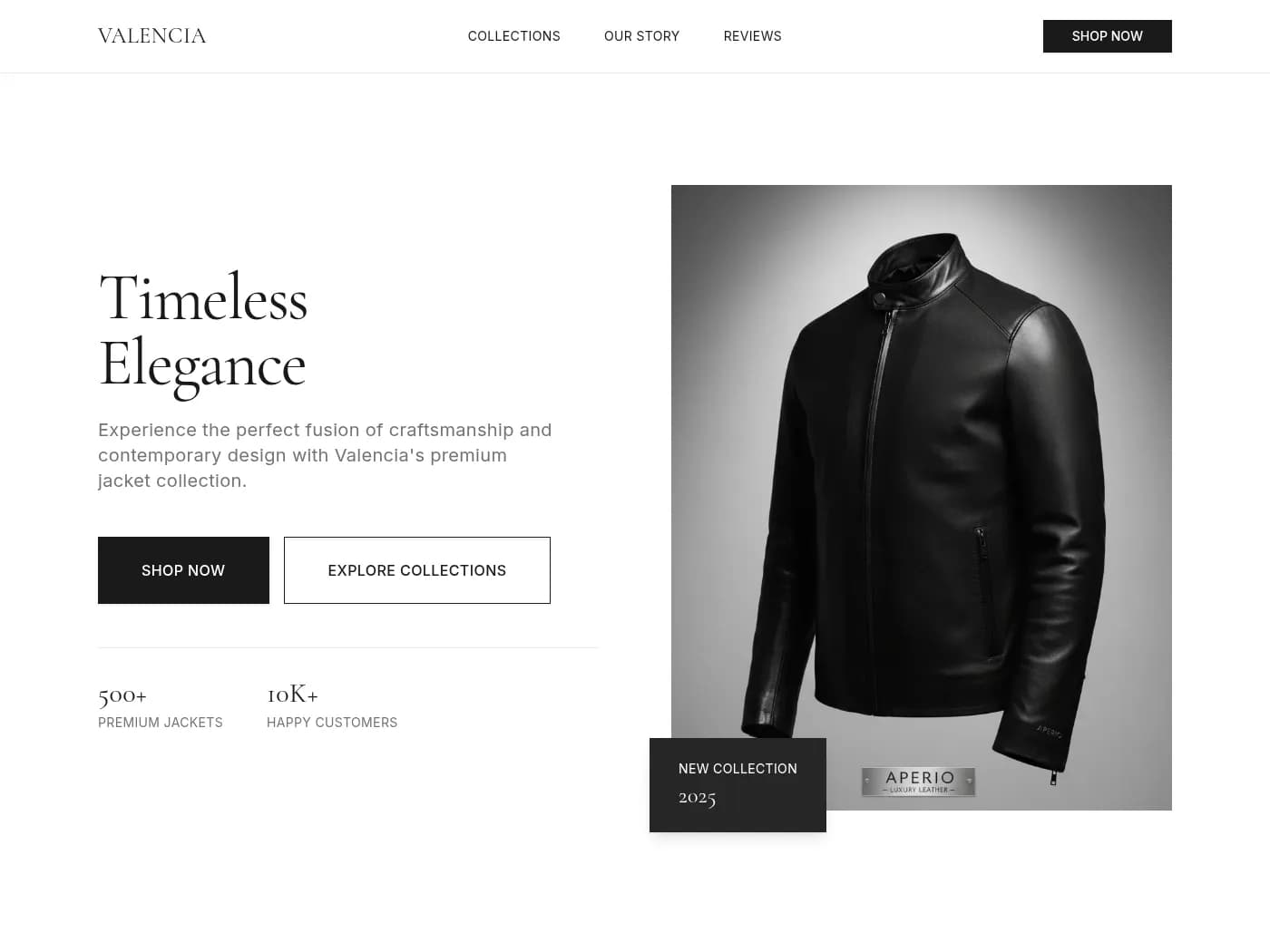 Valencia Luxury Clothing Brand Website