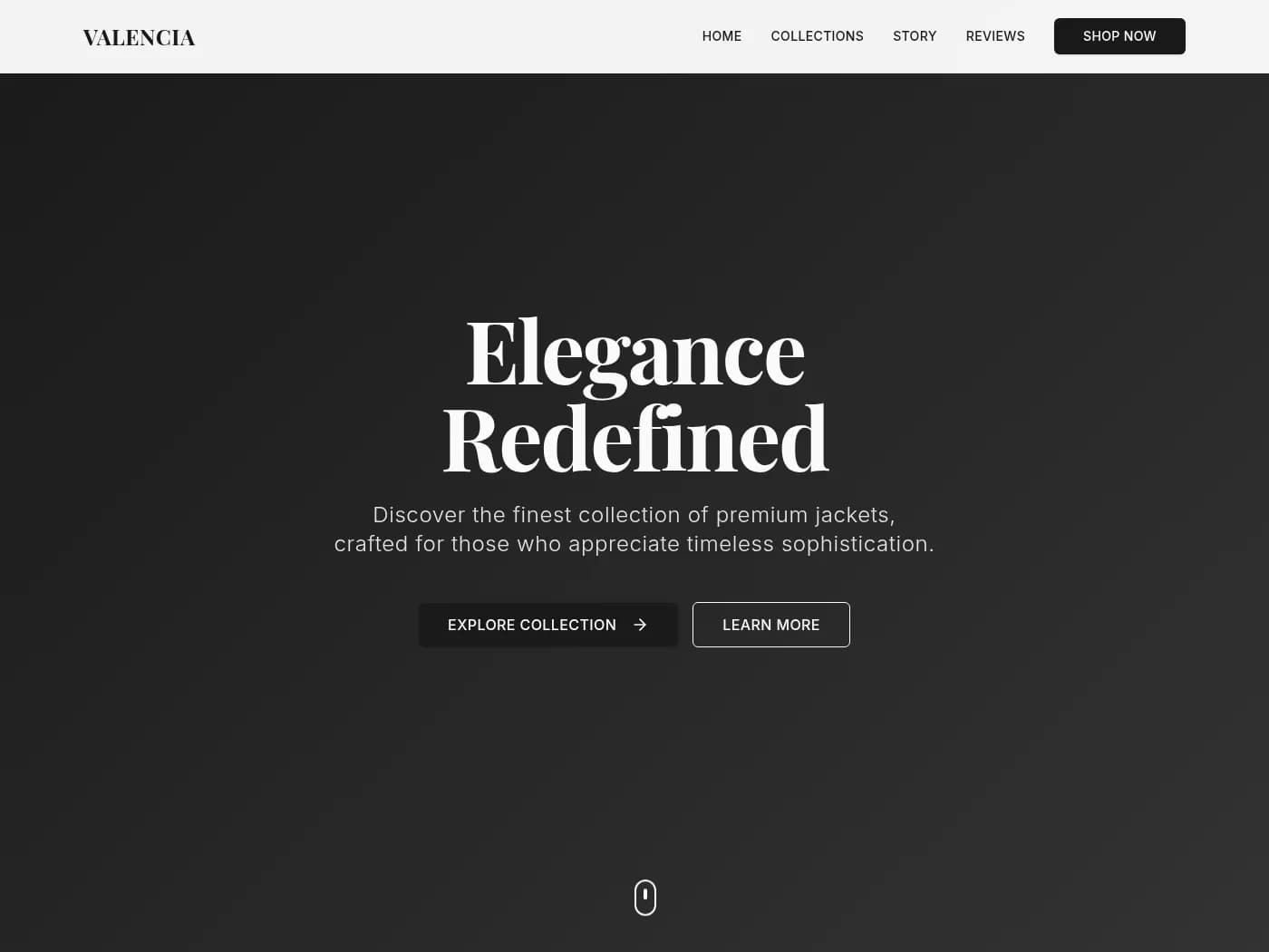 Valencia Luxury Jacket Brand Website
