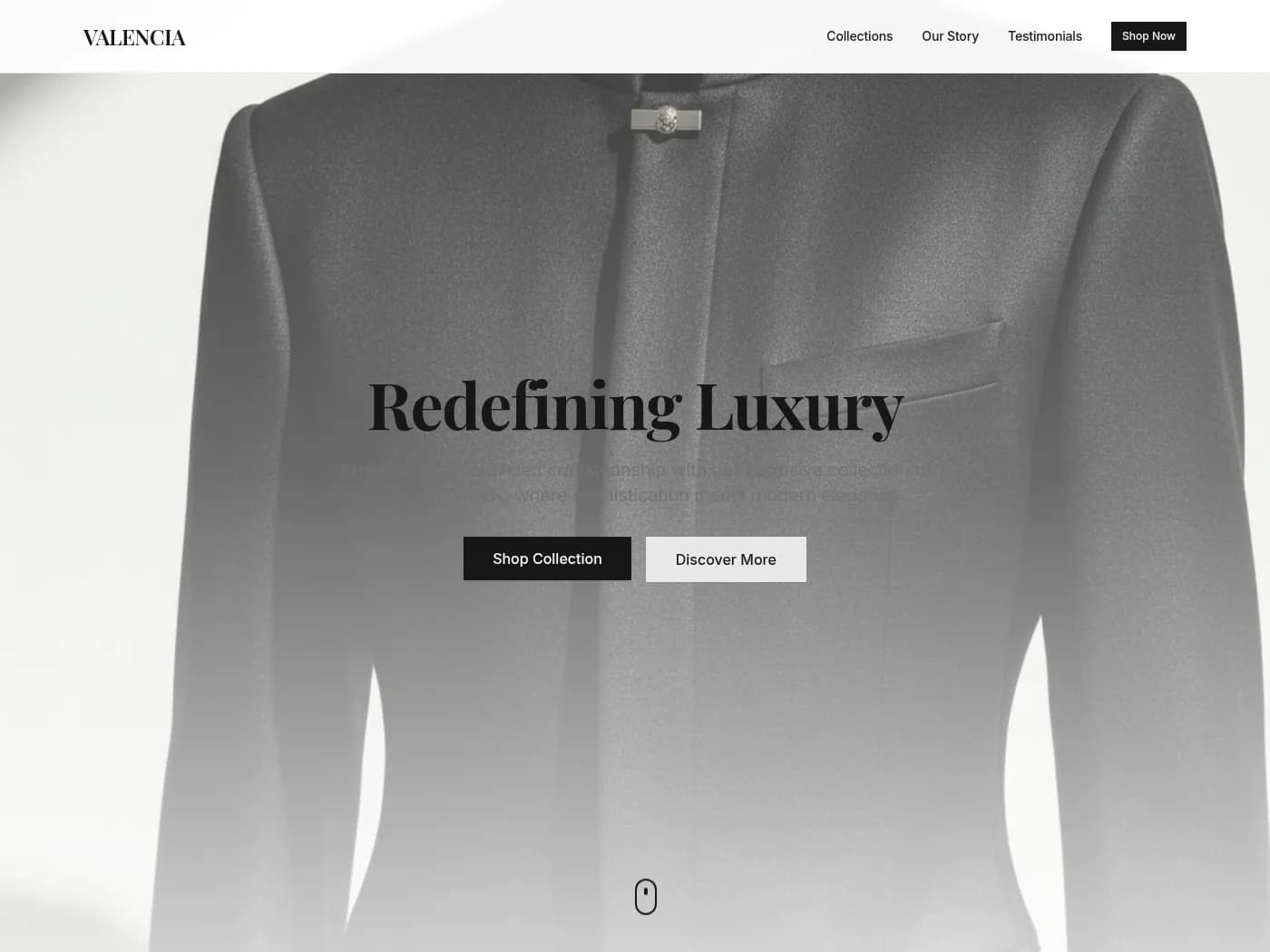 Valencia Luxury Clothing Brand Website