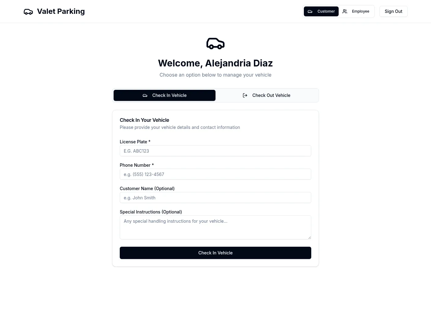 Valet Parking Management Platform