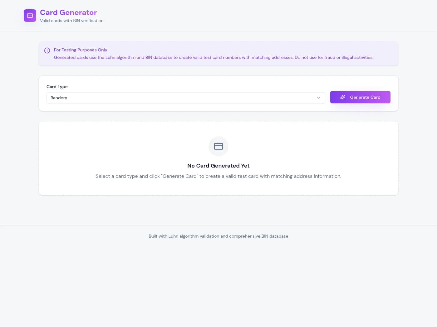 Valid Card & Country Generator with BIN Checker