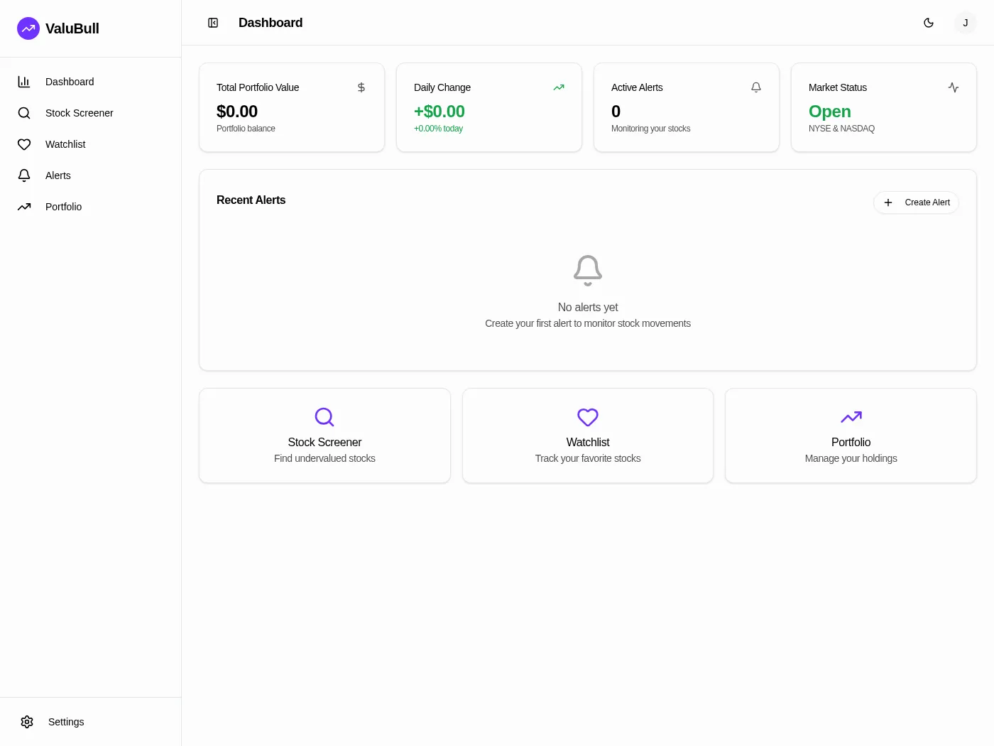 ValuBull: Minimalist Stock Discovery & Analysis Platform