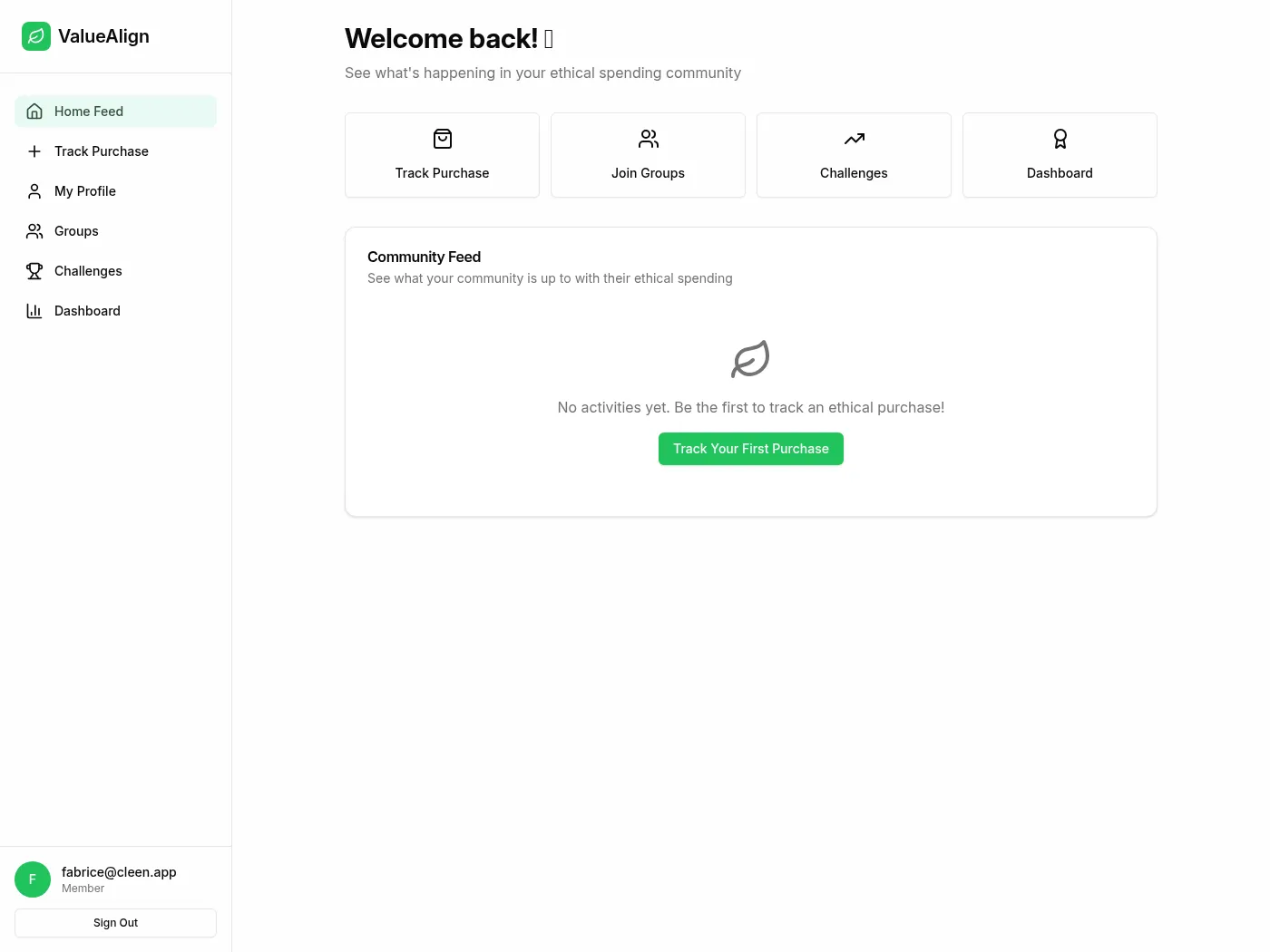 Value-Aligned Social Spending App