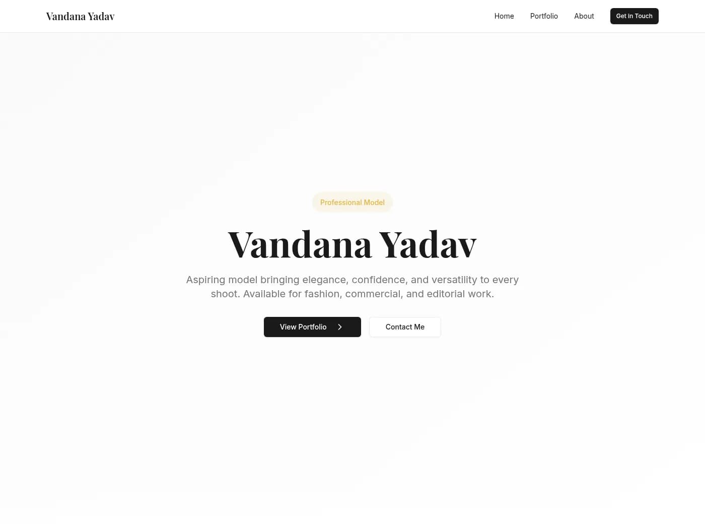 Vandana Yadav Modeling Portfolio Platform