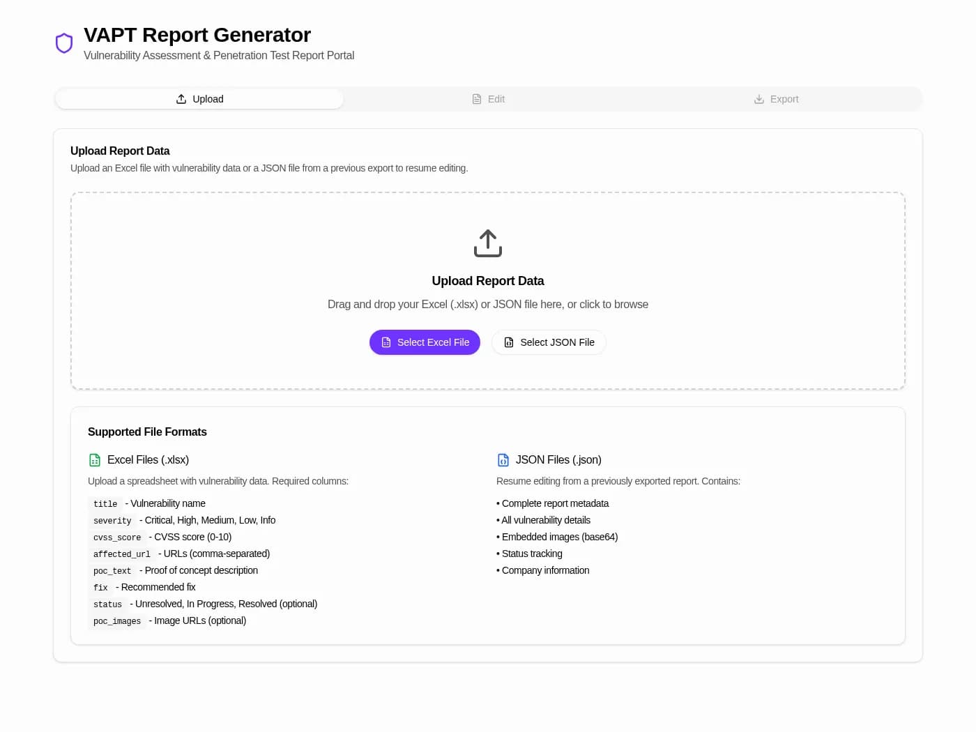 VAPT Report Generator Portal