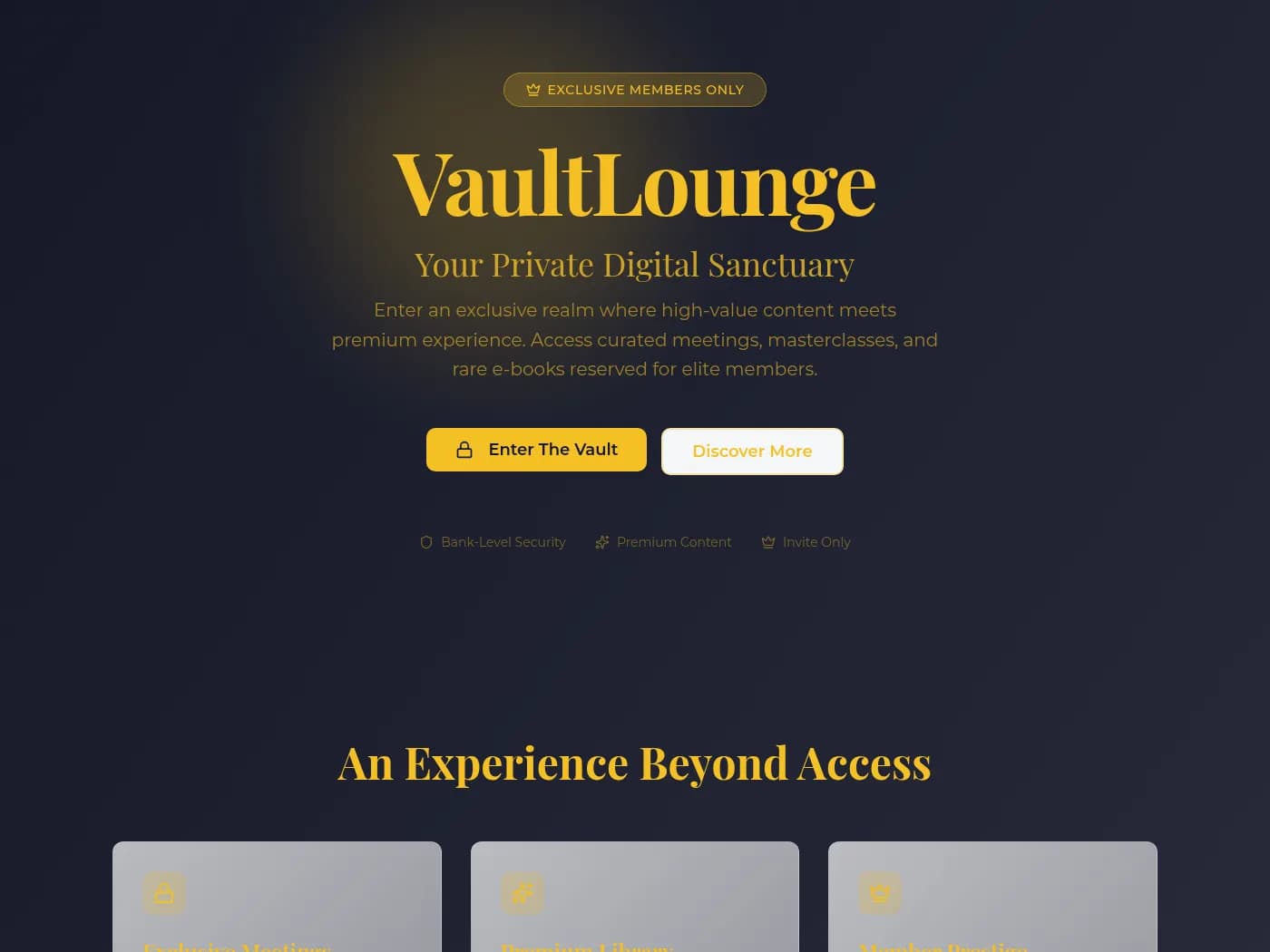 VaultLounge – An Exclusive Digital Members Club