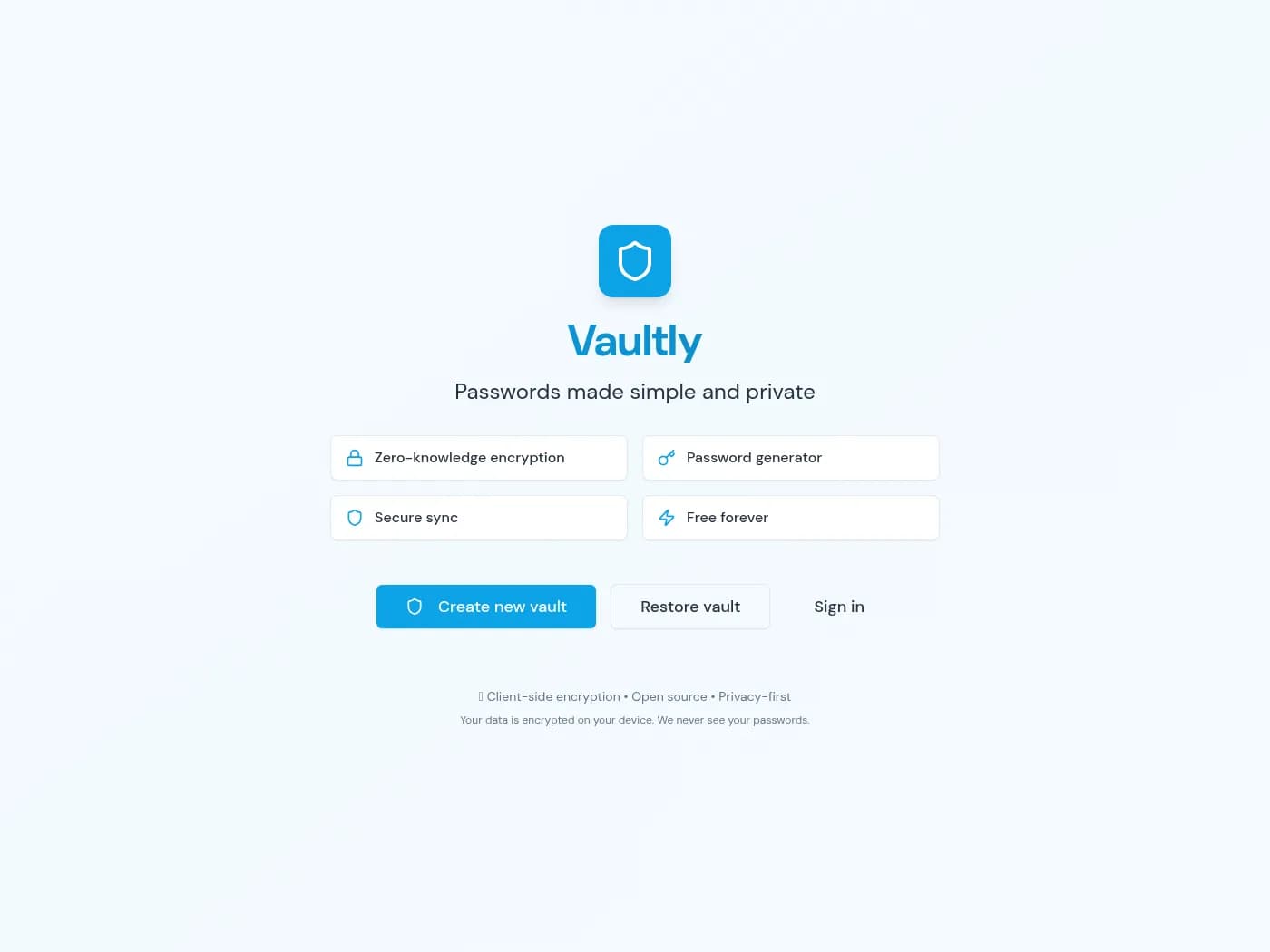 Vaultly — Privacy-First Zero-Knowledge Password Manager (PWA)