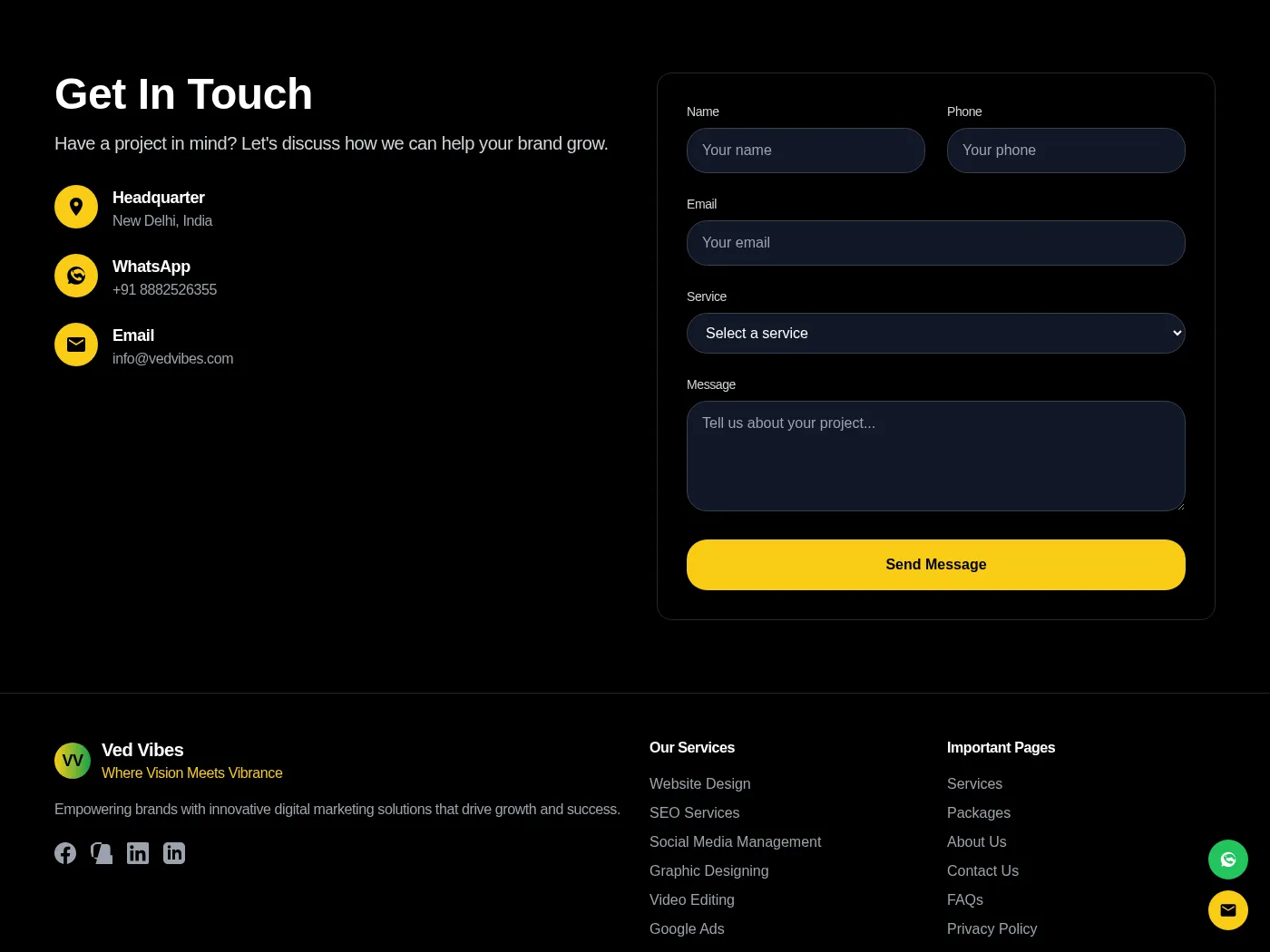 Ved Vibes Digital Agency Web App