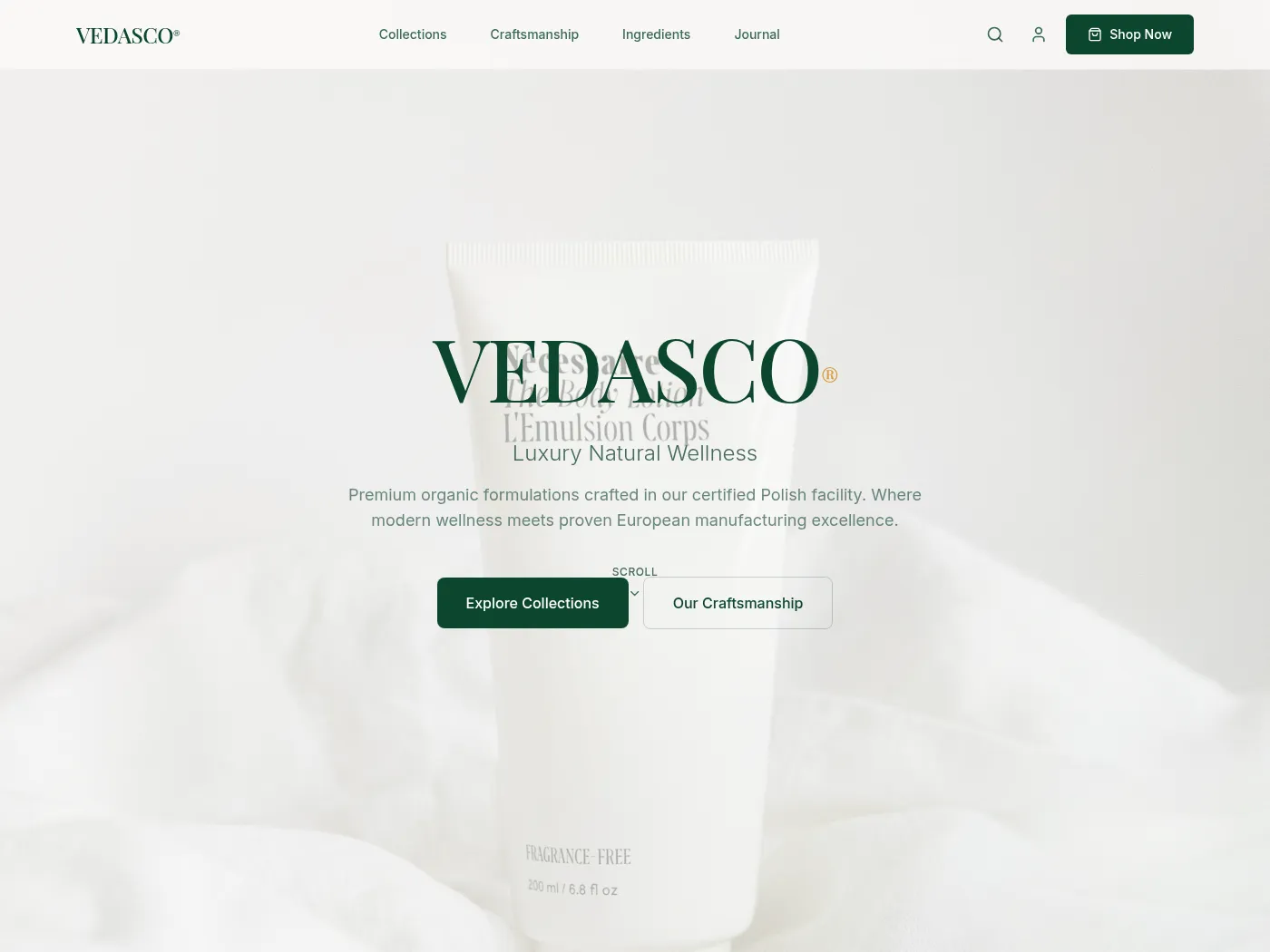 VEDASCO® Luxury Natural Wellness & Beauty Website