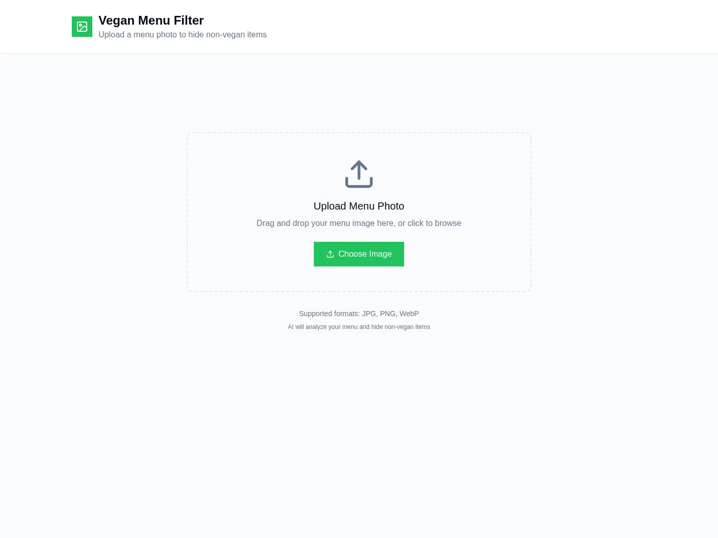 Vegan Menu Filter App