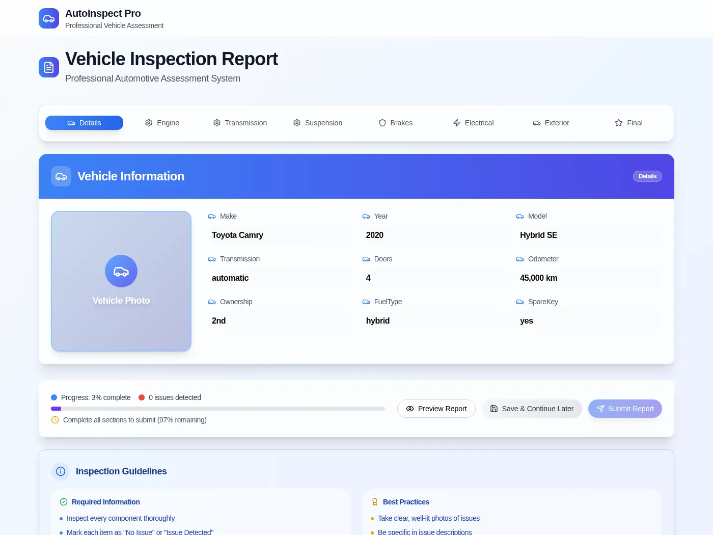Vehicle Inspection Report & Assessment System