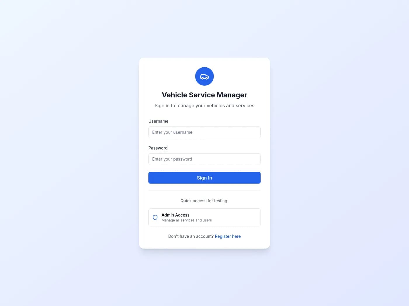 Vehicle Service Management System