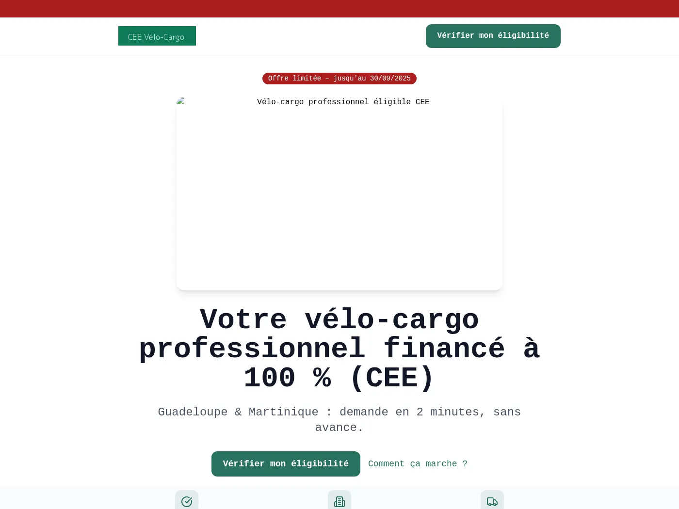 Vélos-Cargos CEE Éligibilité – Guadeloupe & Martinique