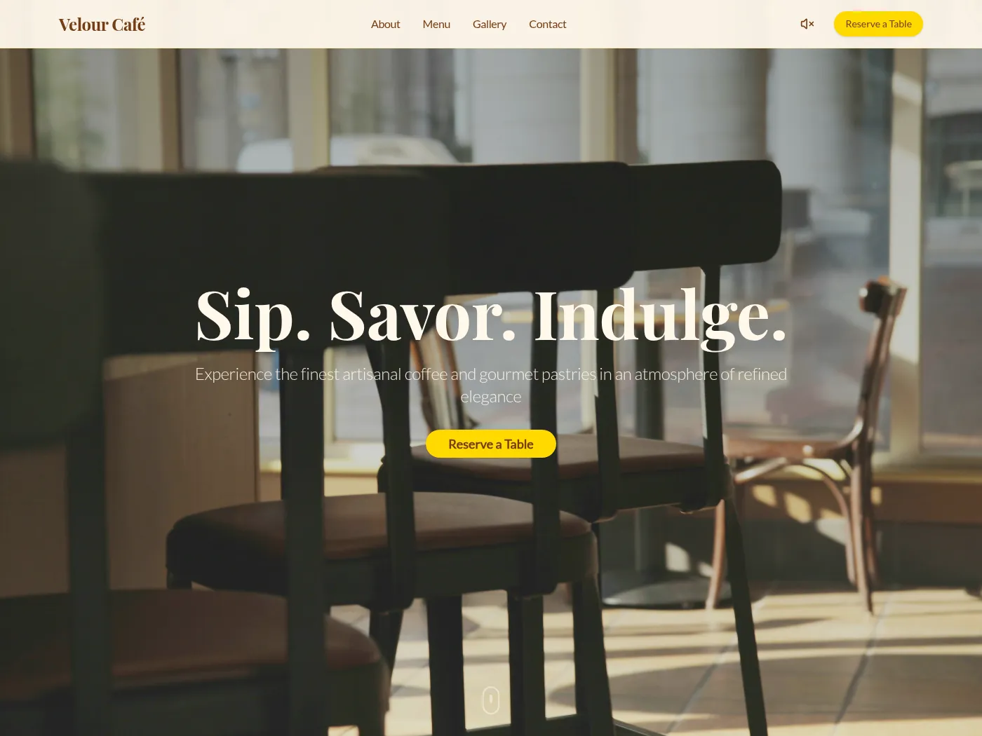 Velour Café Luxury Web Experience