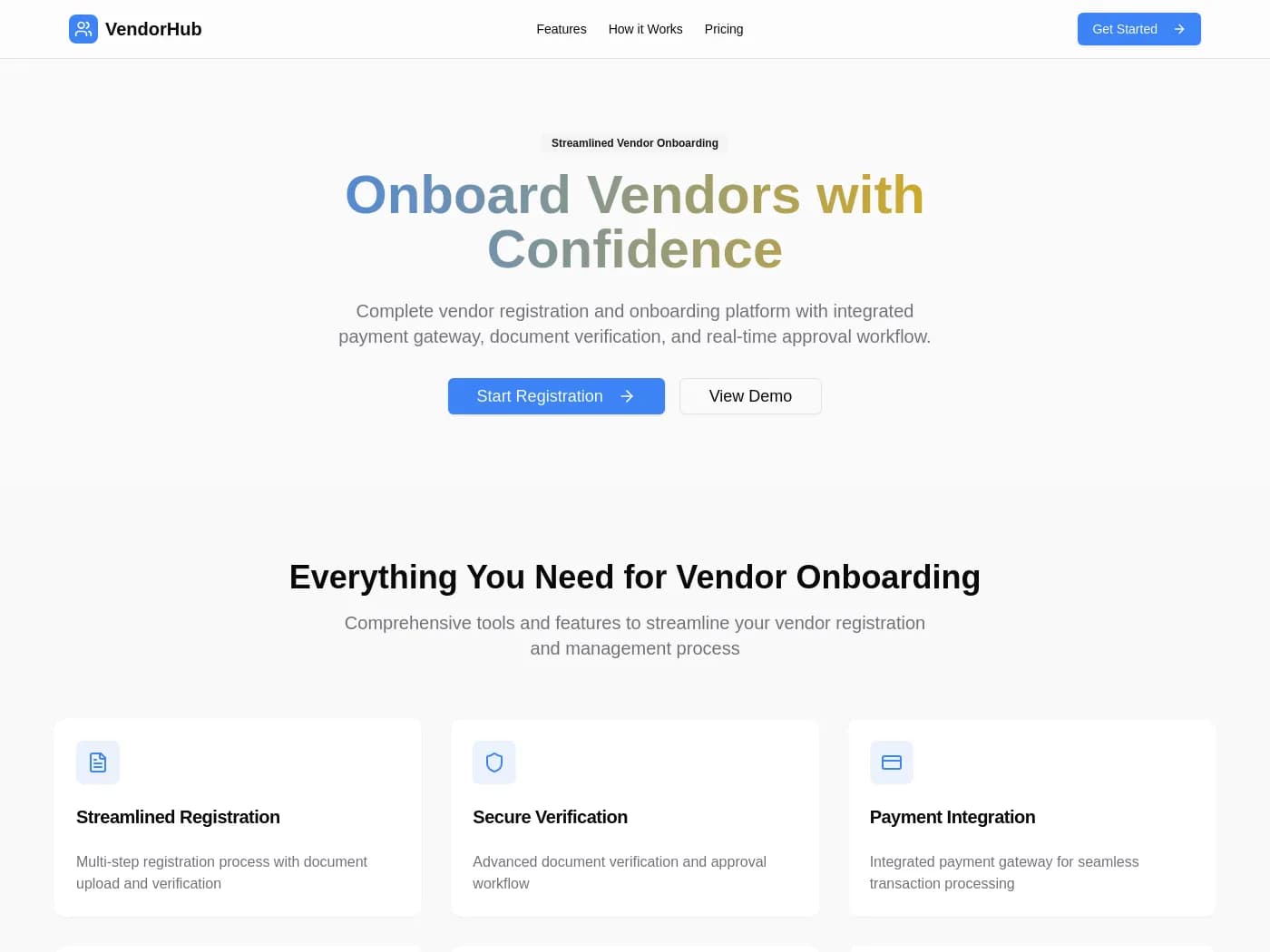 Vendor Onboarding Platform with Payment Gateway