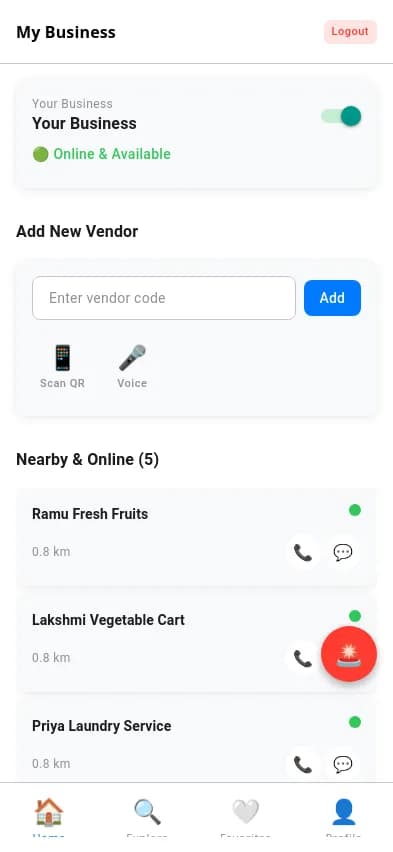 VendorConnect: Hyperlocal Vendor Discovery & Emergency Services Platform