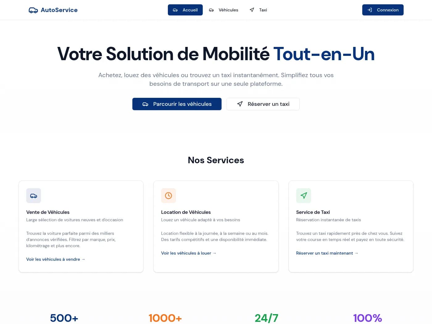 Plateforme complète pour vente, location et réservation rapide de taxis