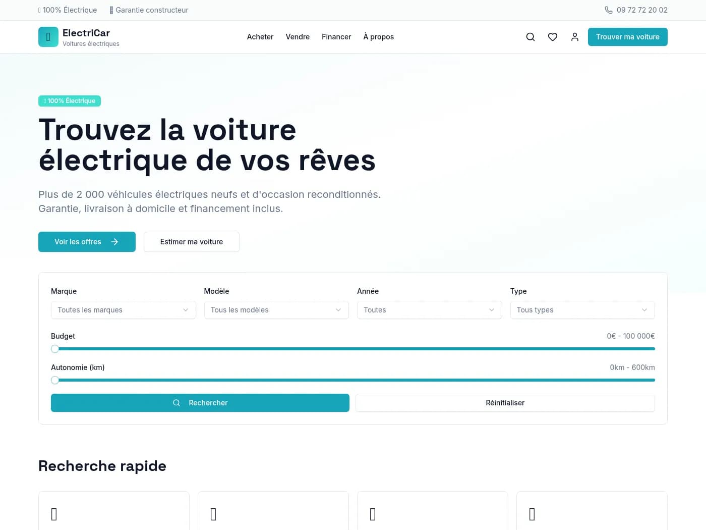 Site de Vente de Voitures Électriques inspiré d'Aramisauto