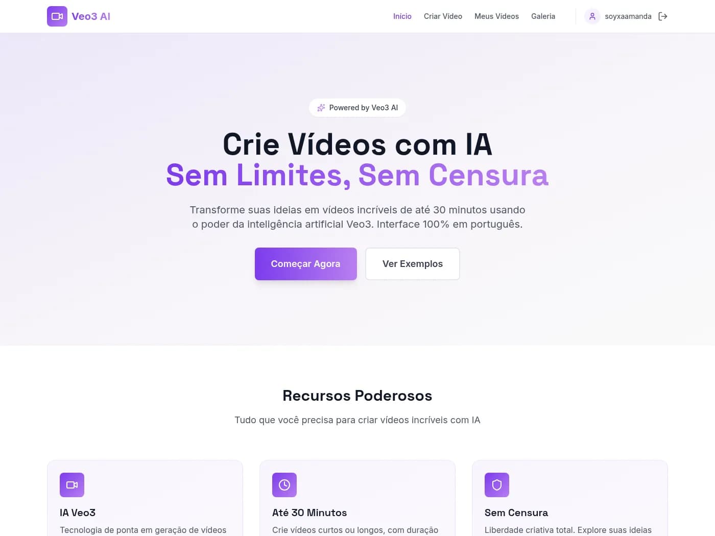 Veo3 AI Video App Sem Censura em Português