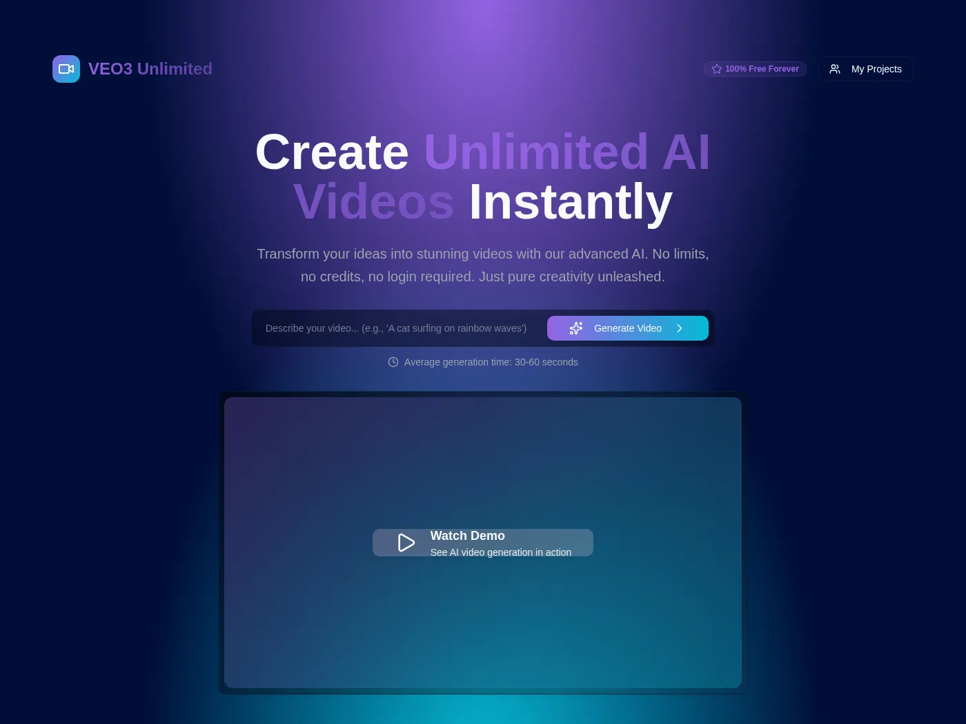 VEO3 Unlimited: Free AI Video Creation Platform