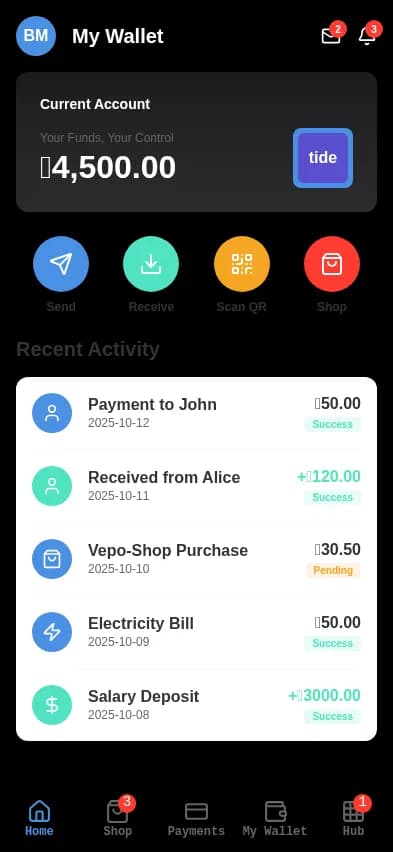 Vepo App Interactive Prototype (iOS/Web Parity)