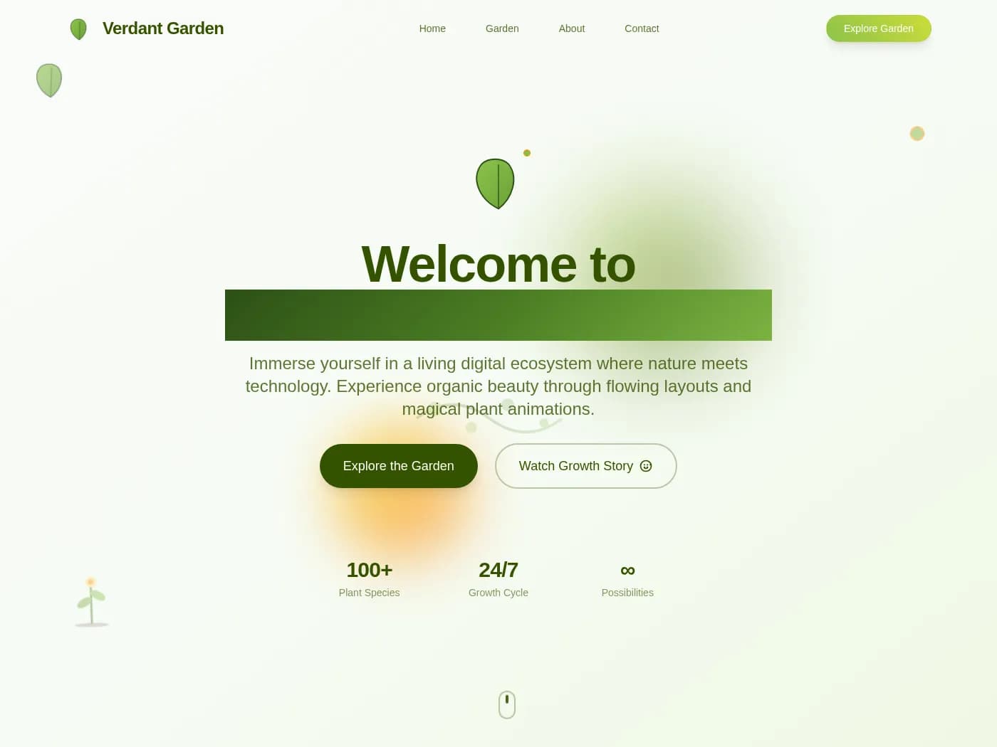 Verdant Garden: A Living Plant-Themed Web Experience