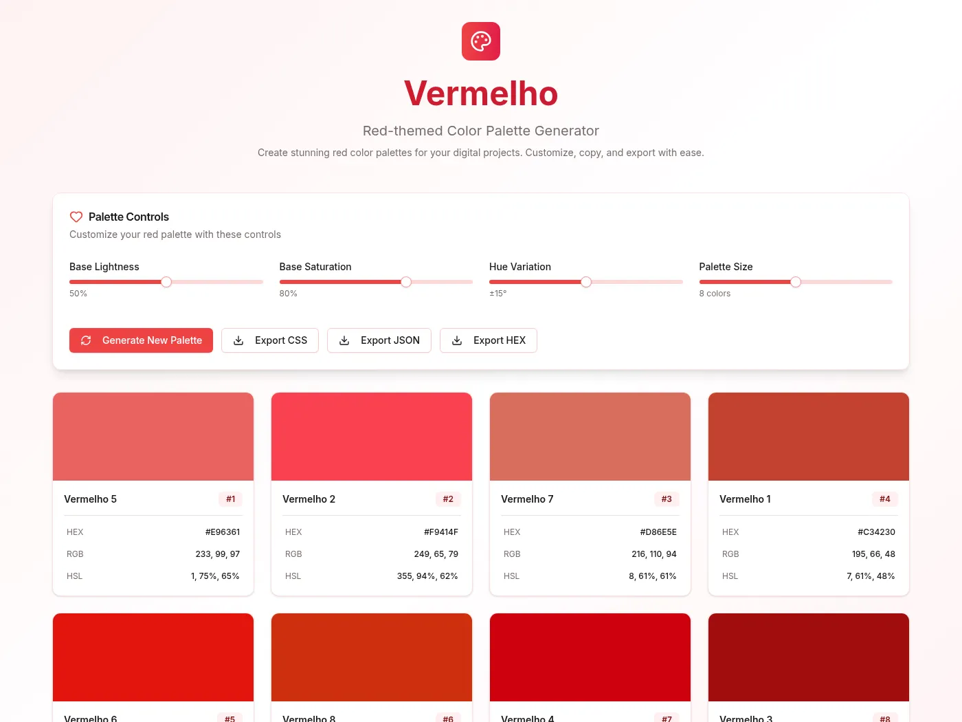 Vermelho – Color Palette Generator