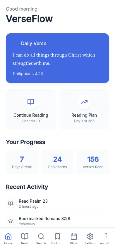 VerseFlow — Modern Bible Study Mobile App with Intuitive Design and Powerful Study Tools