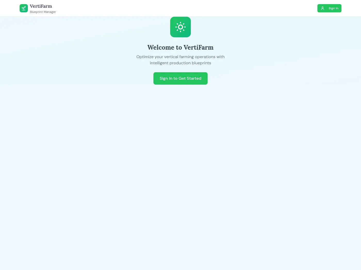 Vertical Farm Production Blueprint Manager