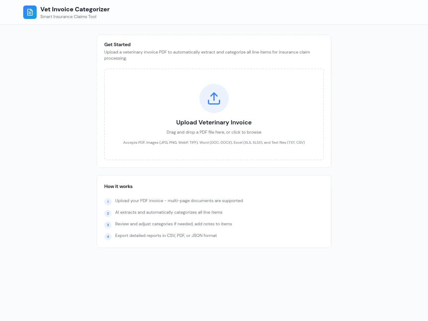 Vet Invoice Categorizer – Smart Insurance Claims Tool